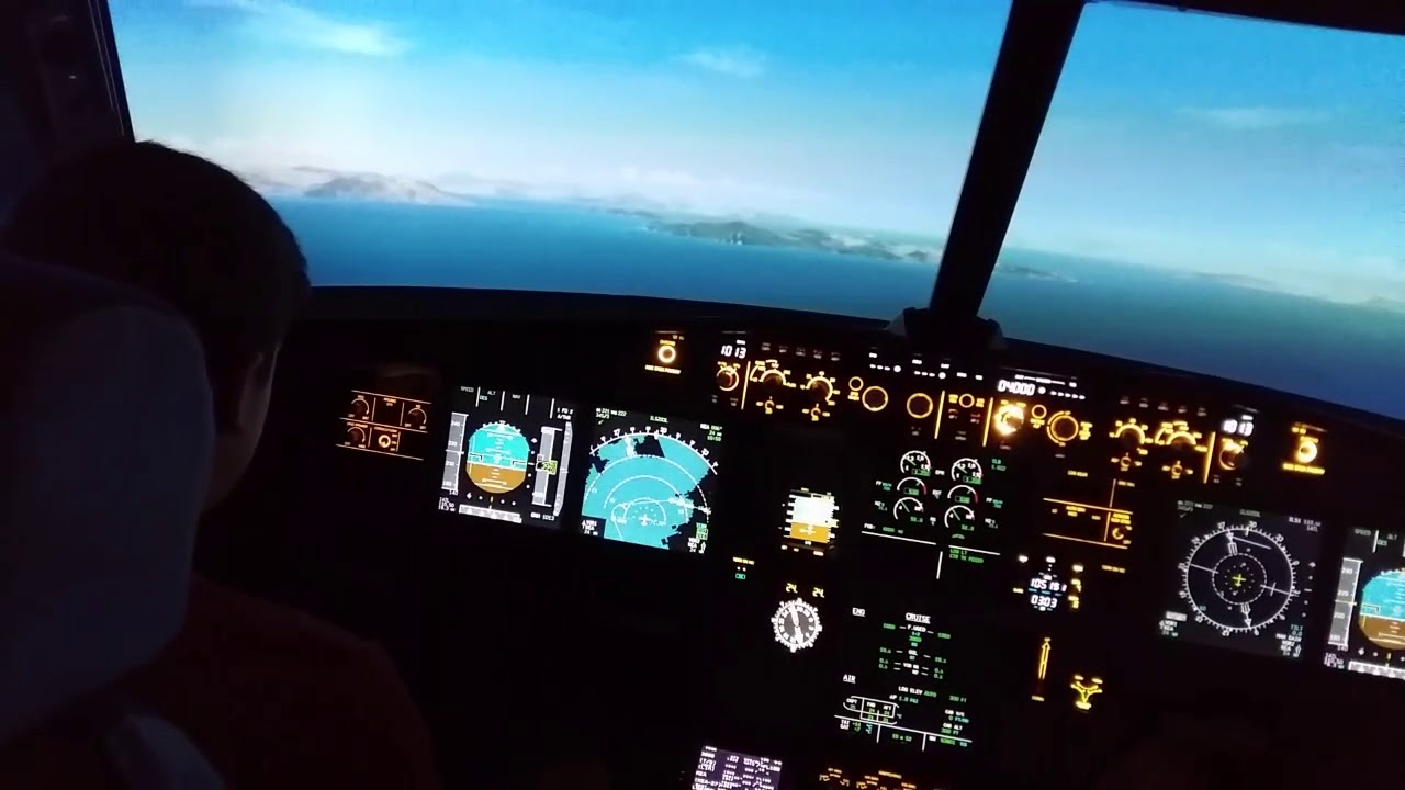 A320 flight simulator | Descend and landing at LGAV | The pilot center ...