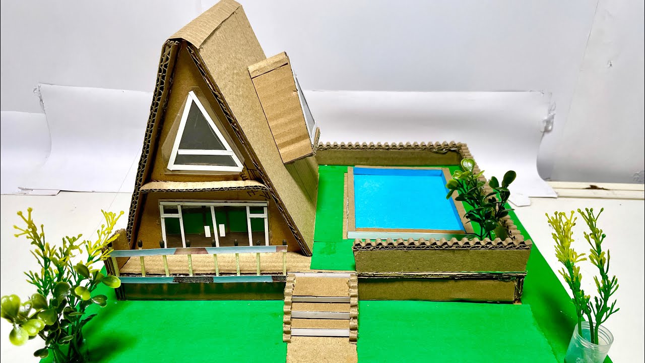 🏡Cardboard house )HOW TO MAKE A MINIATURE HOUSE FROM CARDBOARD WITH A ...
