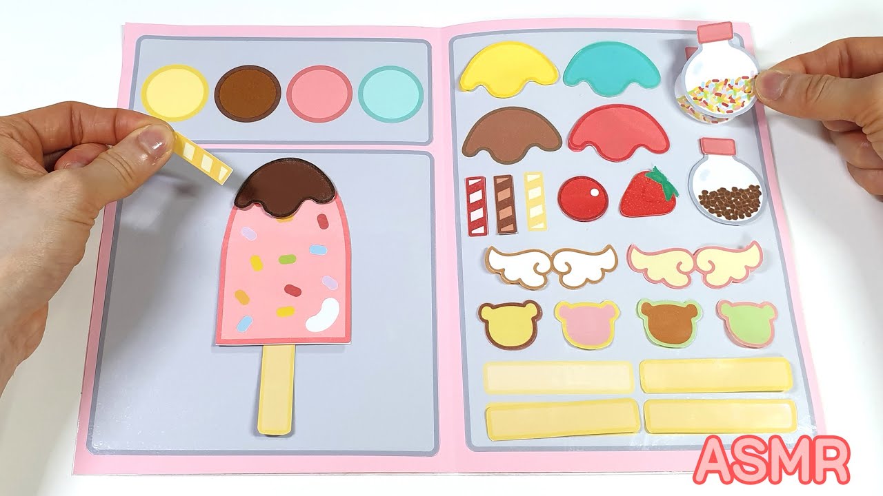 [DIY PAPER ASMR] Ice cream making ASMR｜Paper craft ｜Paper game - YouTube