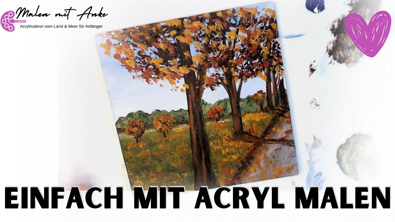 Herbstliche Landschaft mit Bäumen malen – Acryl für Anfänger | Schritt ...