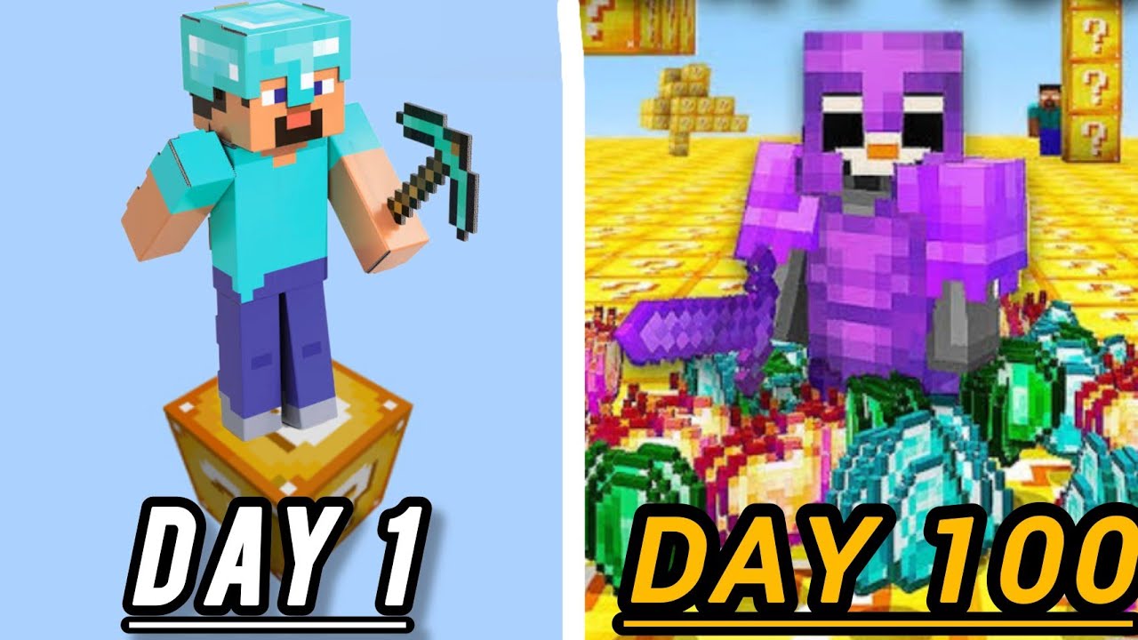 100 Days on ONE LUCKY BLOCK in Minecraft 😰 - YouTube