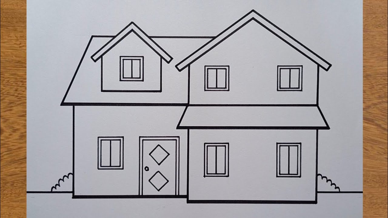 How to draw a house || Easy House Drawing for Beginners - YouTube