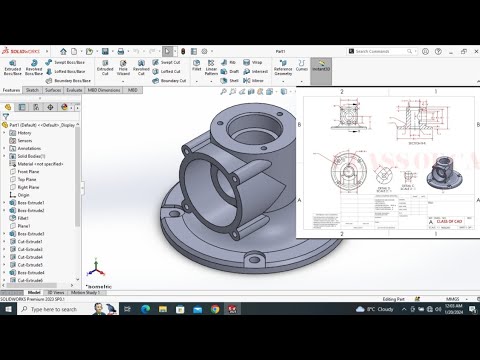 Solidworks tutorial for beginners with drawing|CAD model design ...