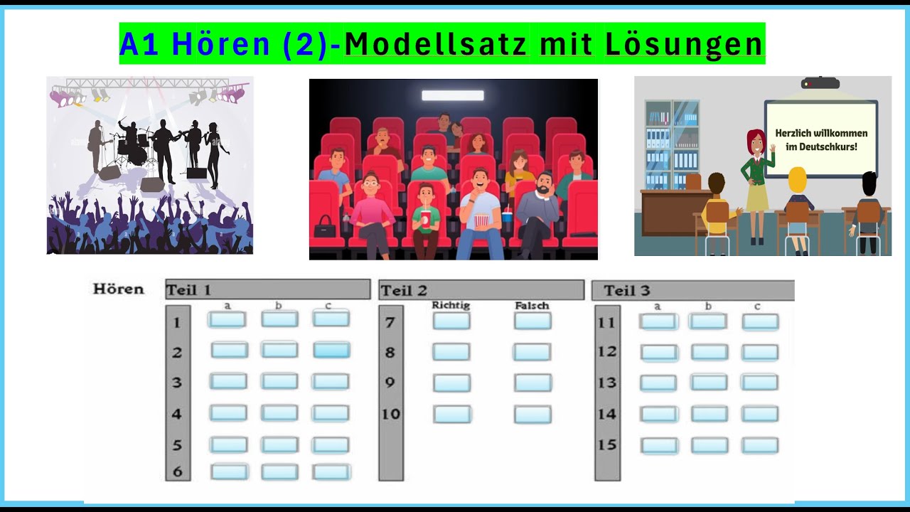 A1 Hören (2)-Modellsatz mit Lösungen, luyện nghe A1 tiếng Đức - YouTube