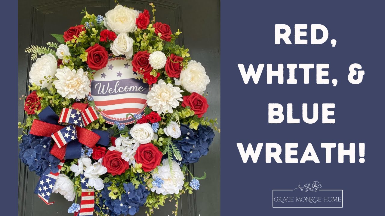 How to Make a Memorial Day Wreath - Patriotic Wreath - Red, White ...