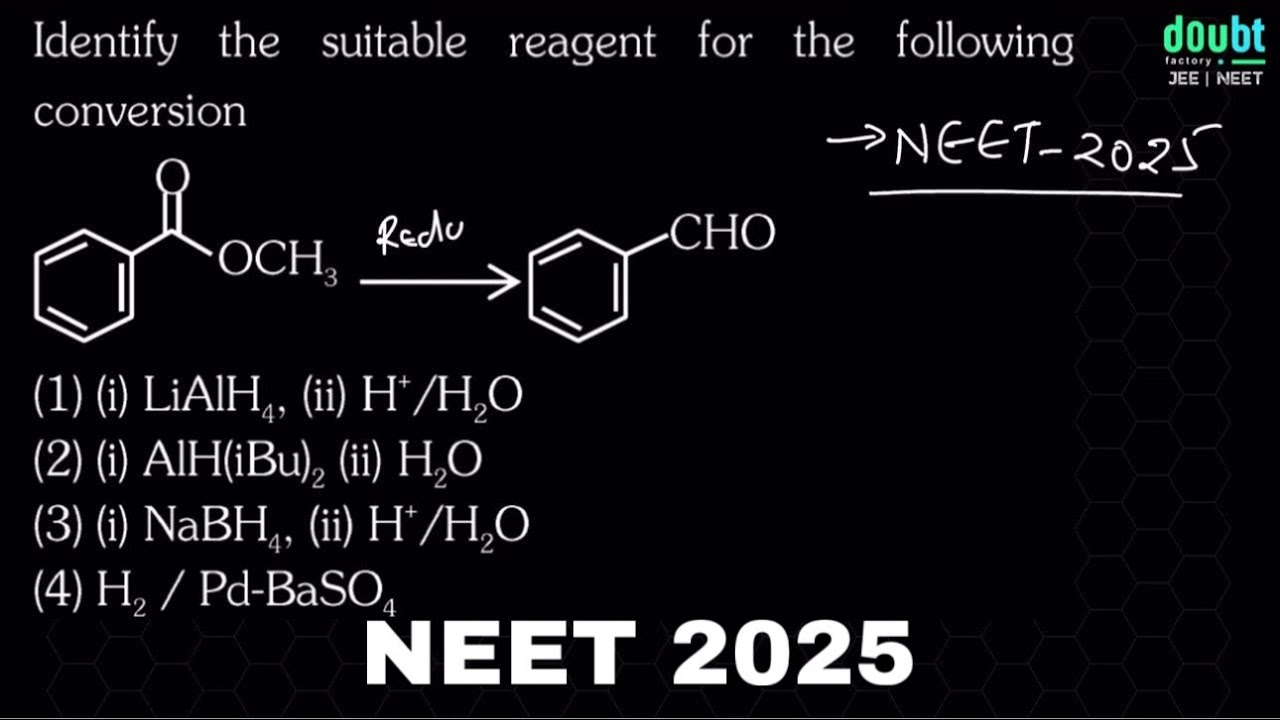 Identify the suitable reagent for the following conversion.(1) (i ...