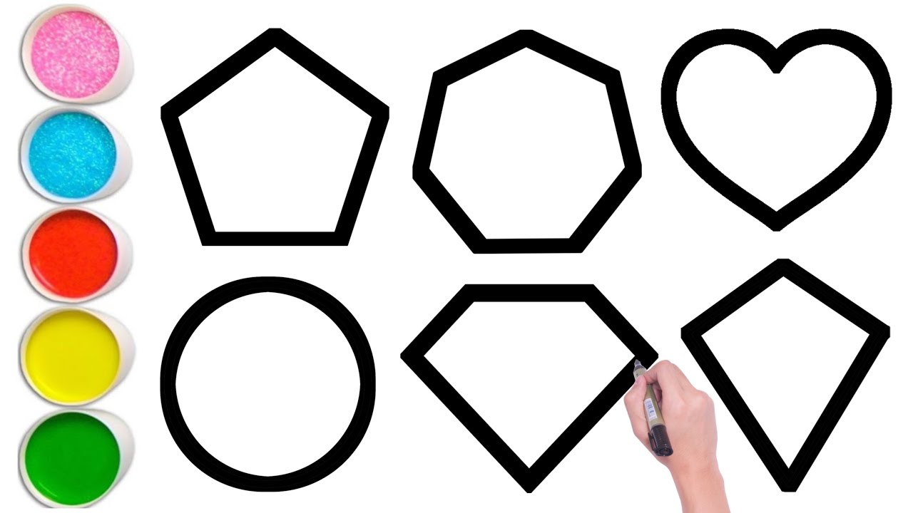 2d new shapes drawing for kids, colouring 2d shapes for toddlers ...