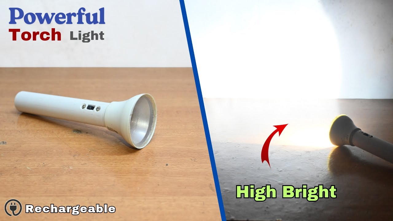 Powerful Torch Light Made at Home | How to Make a Torch Light With PVC ...