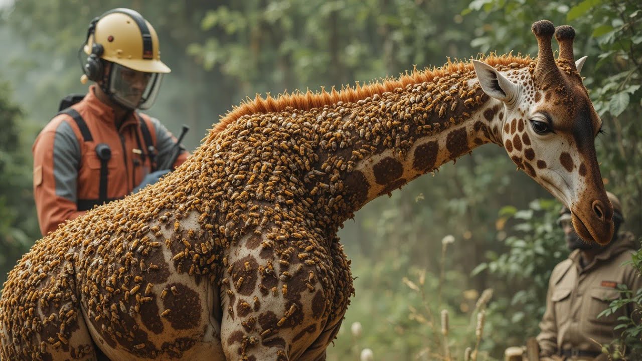 A short movie on Giraffe 🦒 attacked by millions of honey bees....# ...