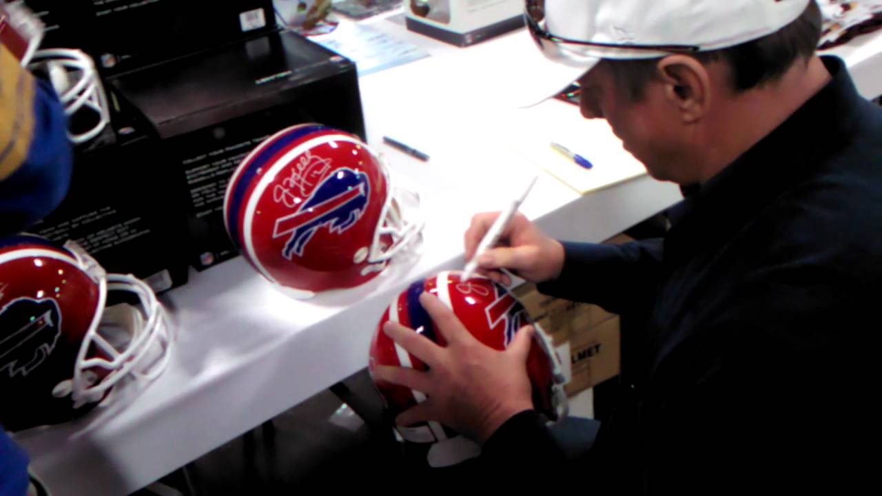 Jim Kelly signing NFL Helmets for Phg Sports - YouTube