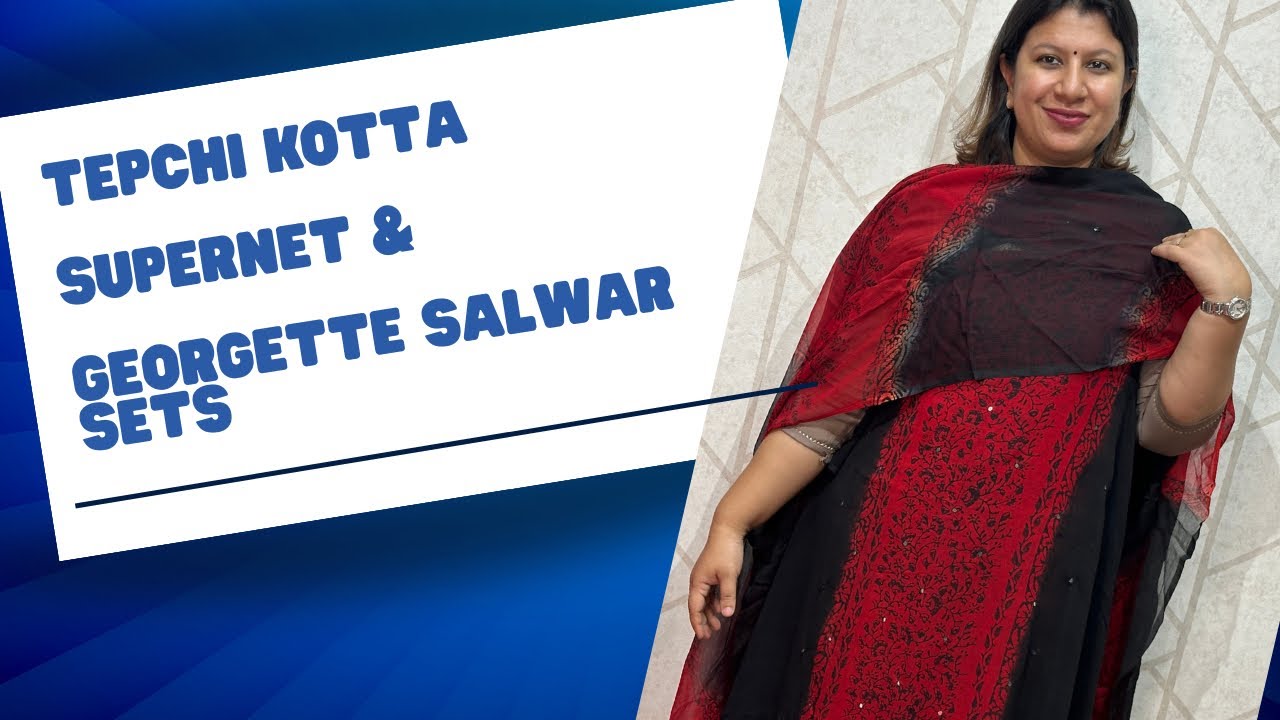Tepchi Kotta , Supernet and georgette block printed salwar sets - YouTube