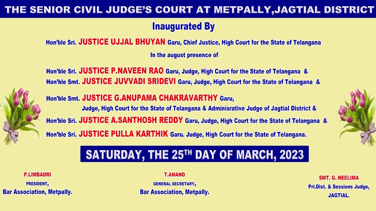 Inauguration of Senior Civil Judge cum Assist sessions Judge court at ...