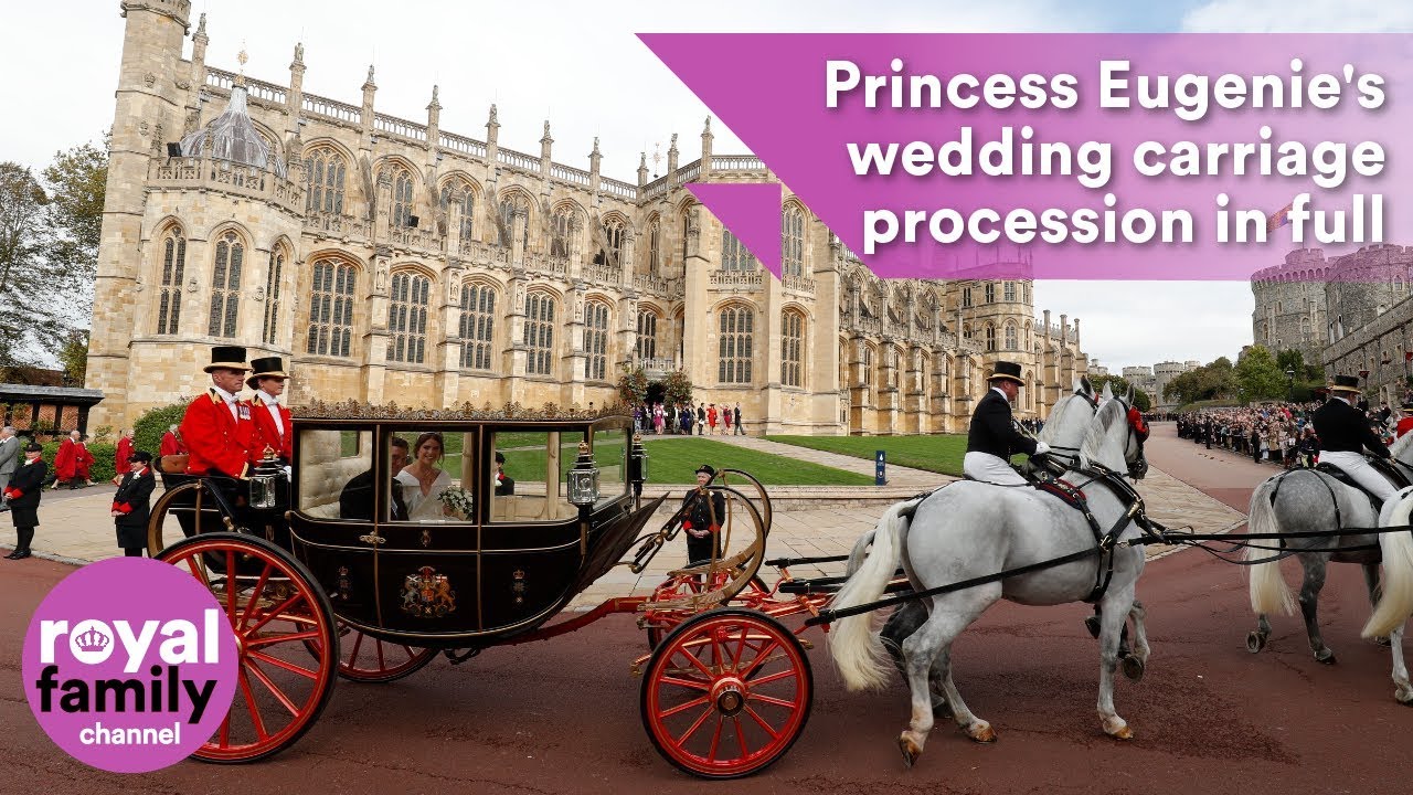 Princess Eugenie's wedding carriage procession in full - YouTube