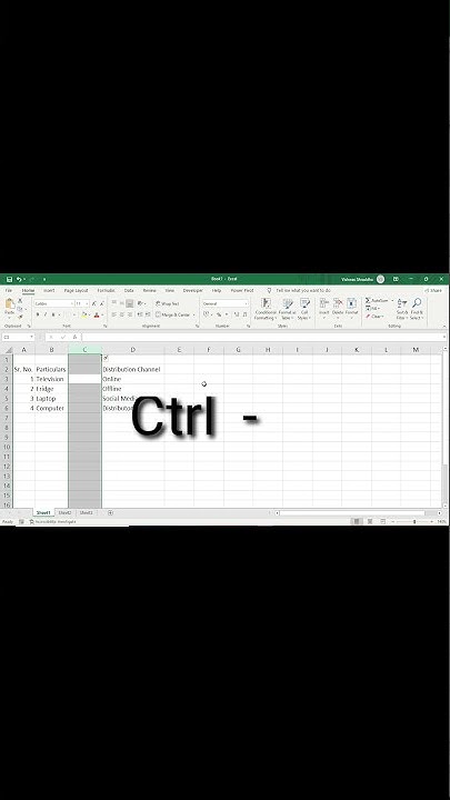 Shortcut Key to Remove Column in Excel - YouTube