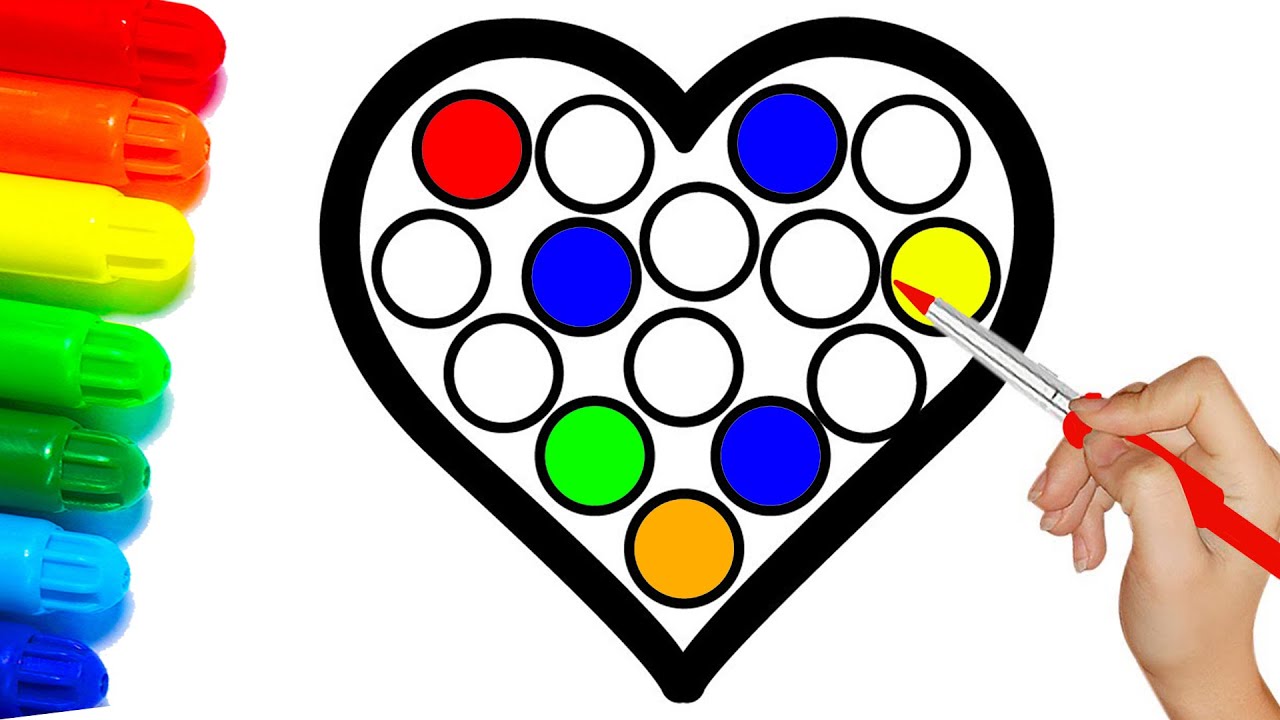 How to draw a Colorful Heart - Heart Game for kids with colored marker ...