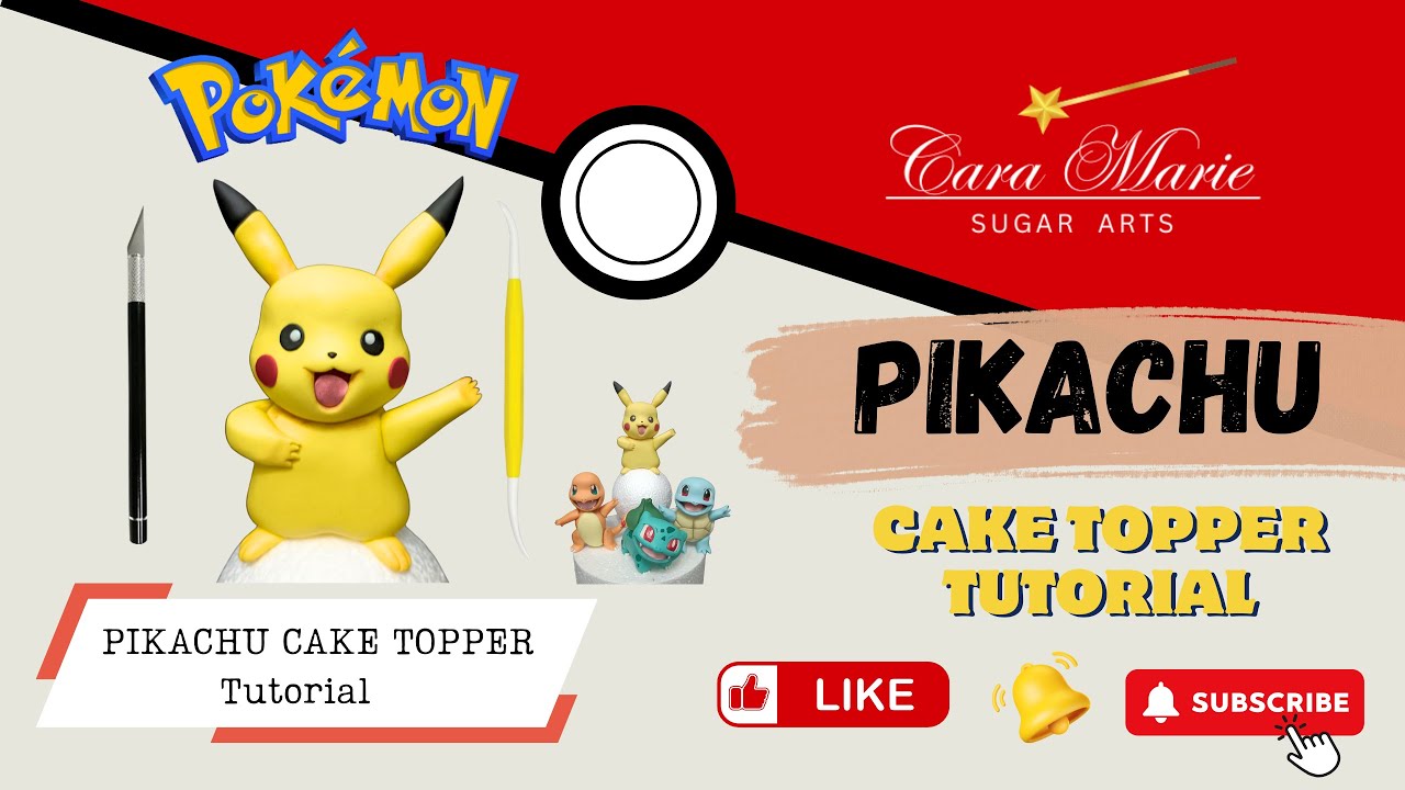 How to make Pikachu Pokemon Fondant character caek topper tutorial ...