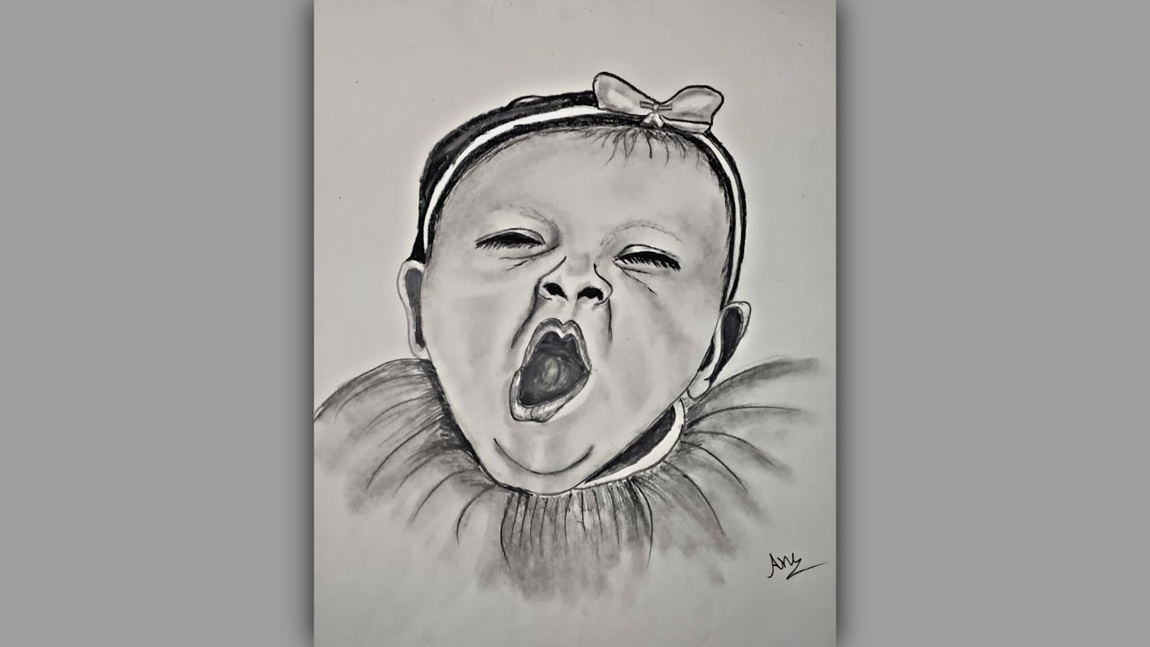 How to draw realistic baby face with sketches // easy step by step ...