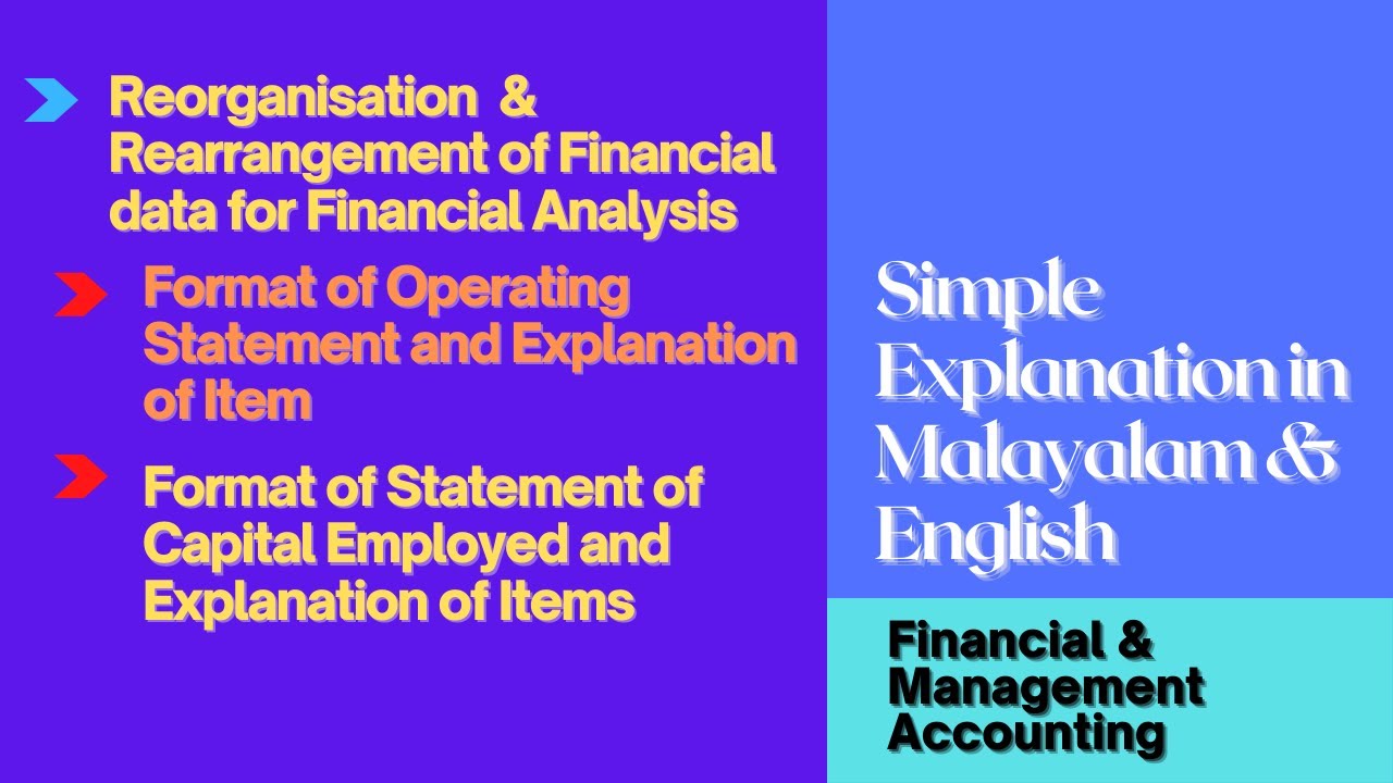 Reorganization & Rearrangement of Financial Data, Format of Operating ...