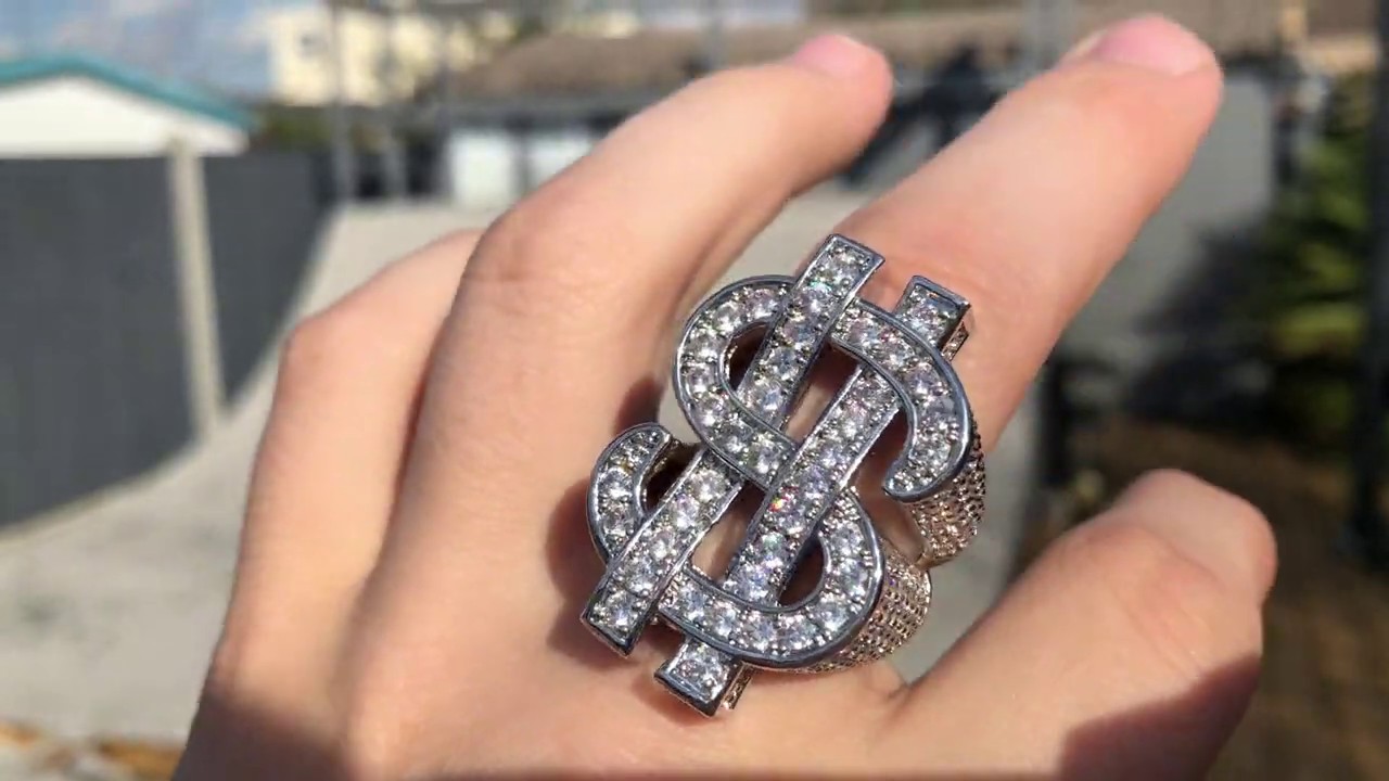 Iced Out Dollar Sign Ring - ICEY Jewelry - YouTube