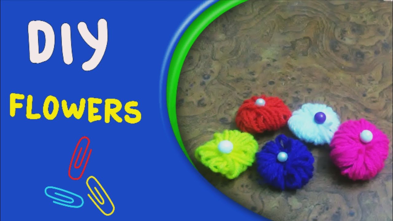How to make easy woolen thread flowers||making easy woolen thread ...
