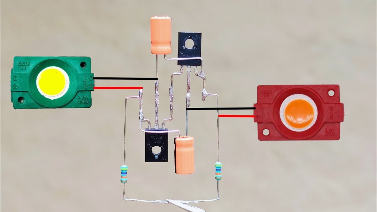 How To Make 12v Flip Flop LED Flasher Circuit || BD139 Trainsistor ...