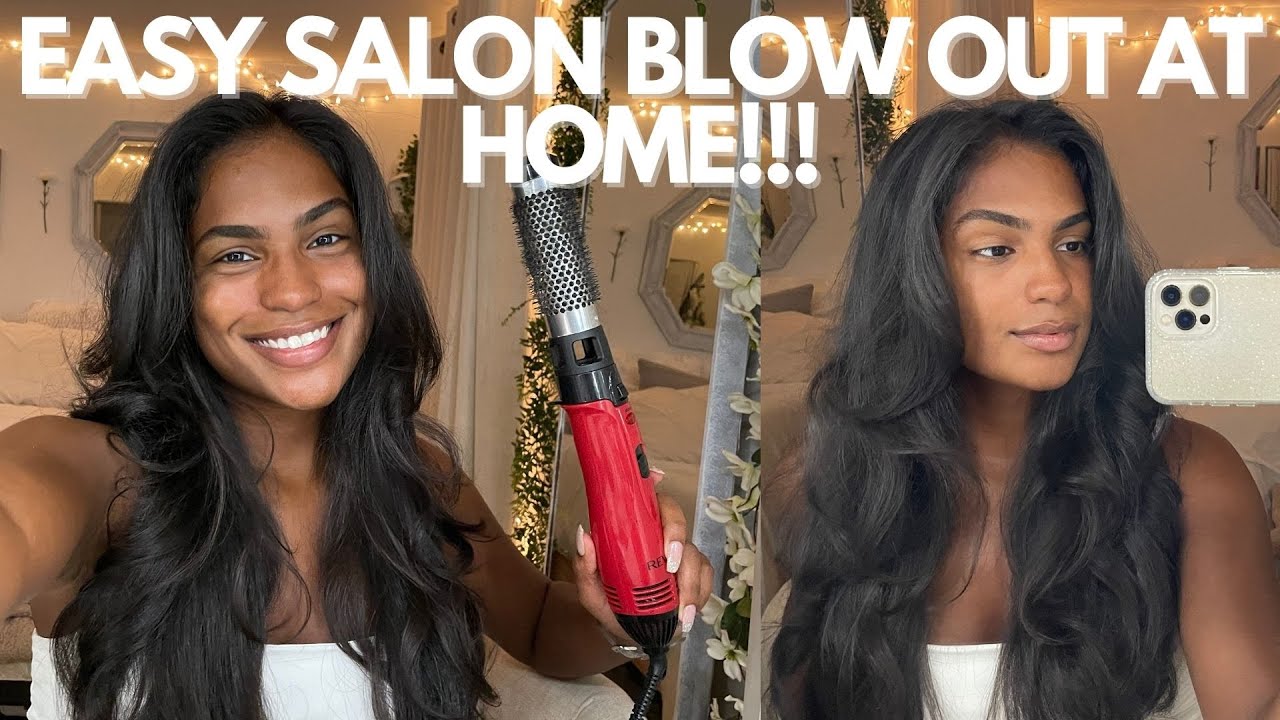 SALON BLOWOUT TUTORIAL AT HOME!! ♡ (one tool, super easy) - YouTube
