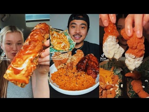 TikTok Mukbang Compilation || Sushi, Chipotle, Birria Tacos, Wingstop & More 🍣🌮🍗