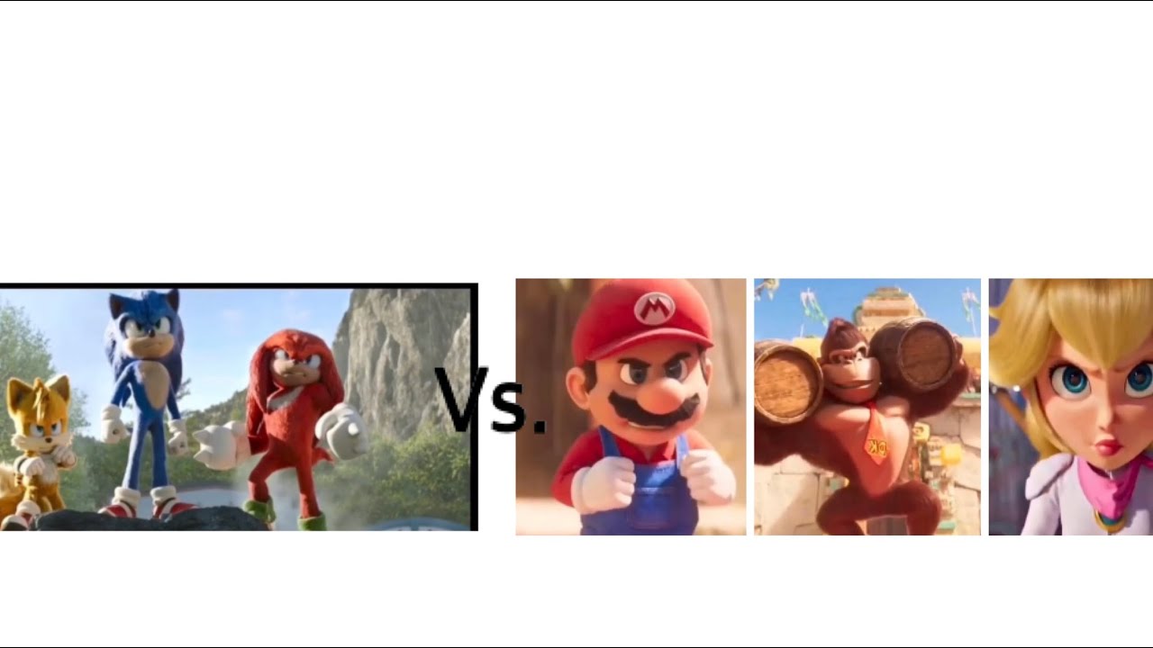 Sonic tails and knuckles vs Mario donkey Kong and peach - YouTube