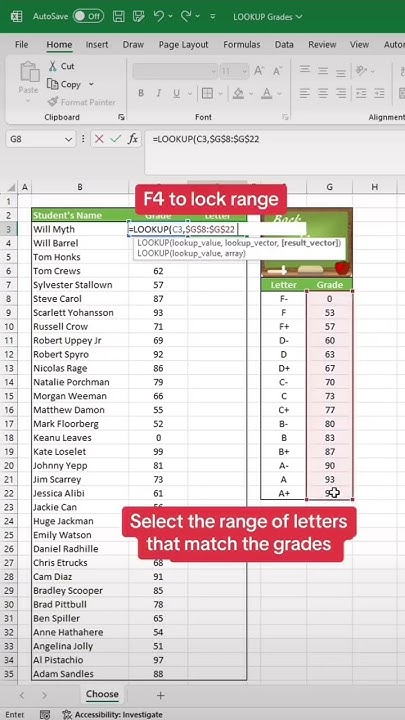 Converting to letter grades in Excel! - YouTube