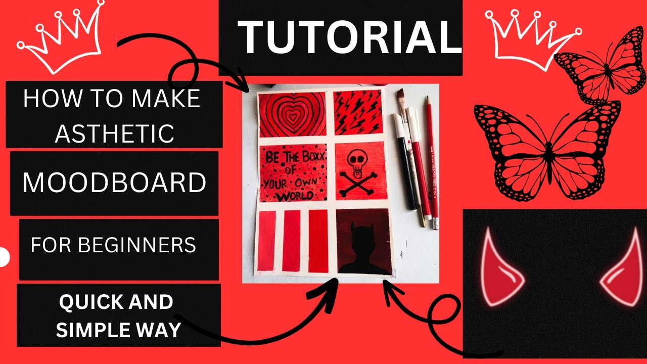 Tutorial How to make asthetic red moodboard for beginners simple and quick. - YouTube