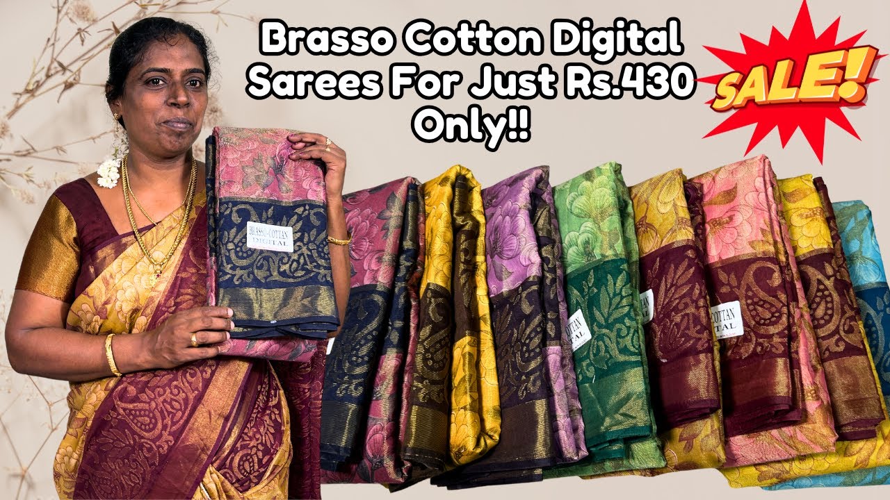 Christmas Best Selling Collection🔥Brasso Cotton Digital Sarees Just Rs ...