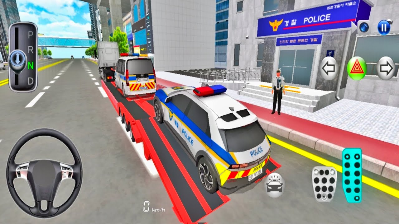 3d Driving Class #65- Police Officer Cars Transporter New Trailer Truck ...