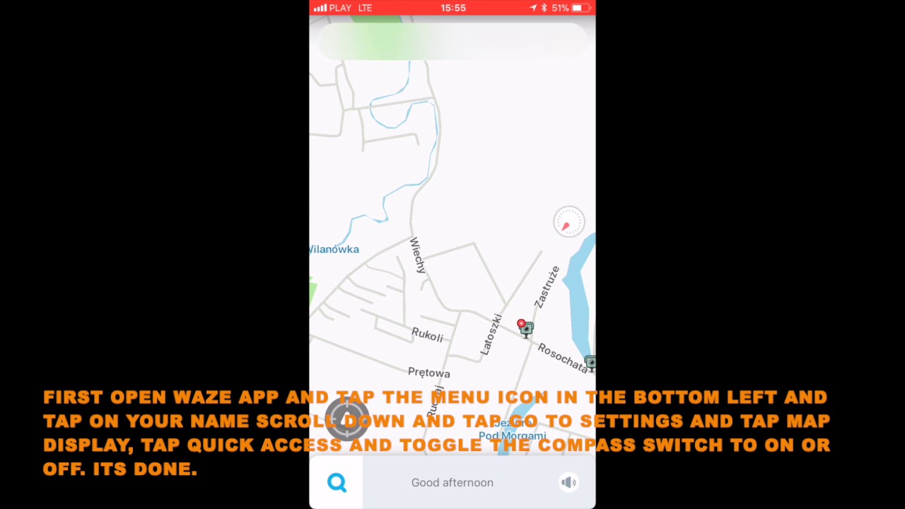 HOW TO DISABLE OR ENABLE COMPASS IN WAZE APP (IOS) - YouTube