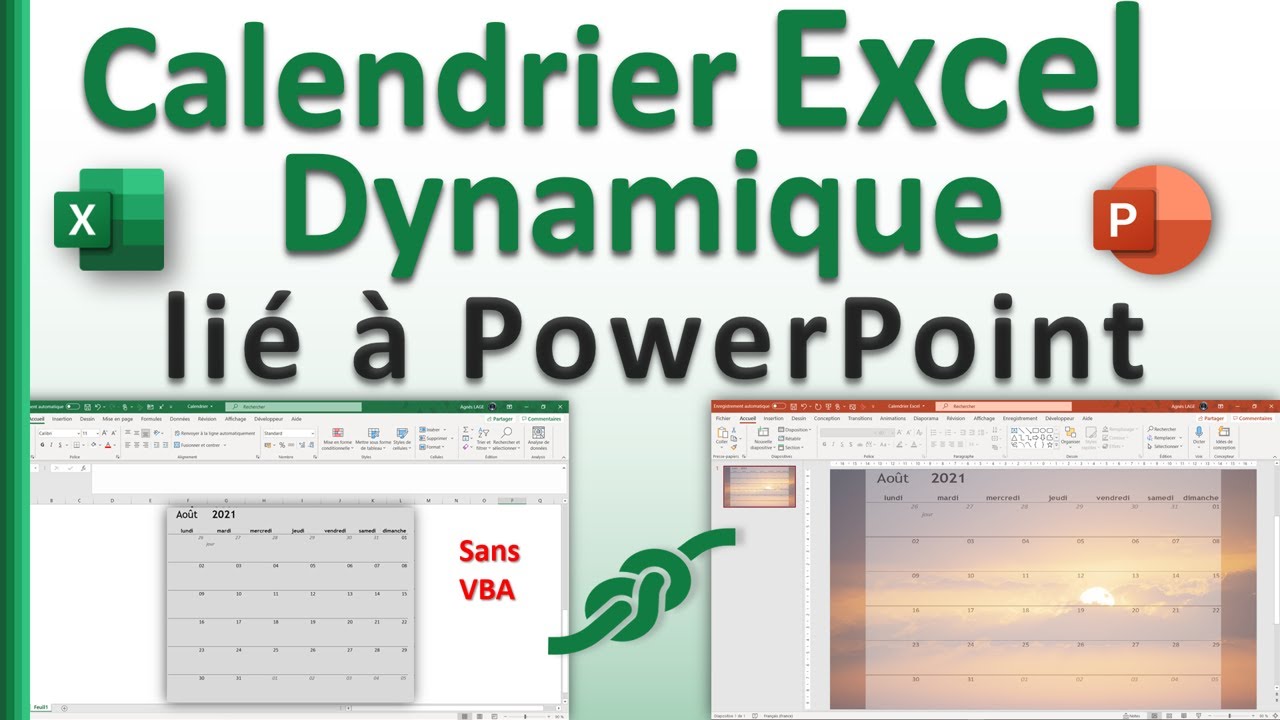 Calendrier Excel dynamique lié à PowerPoint sans VBA | lié une feuille ...