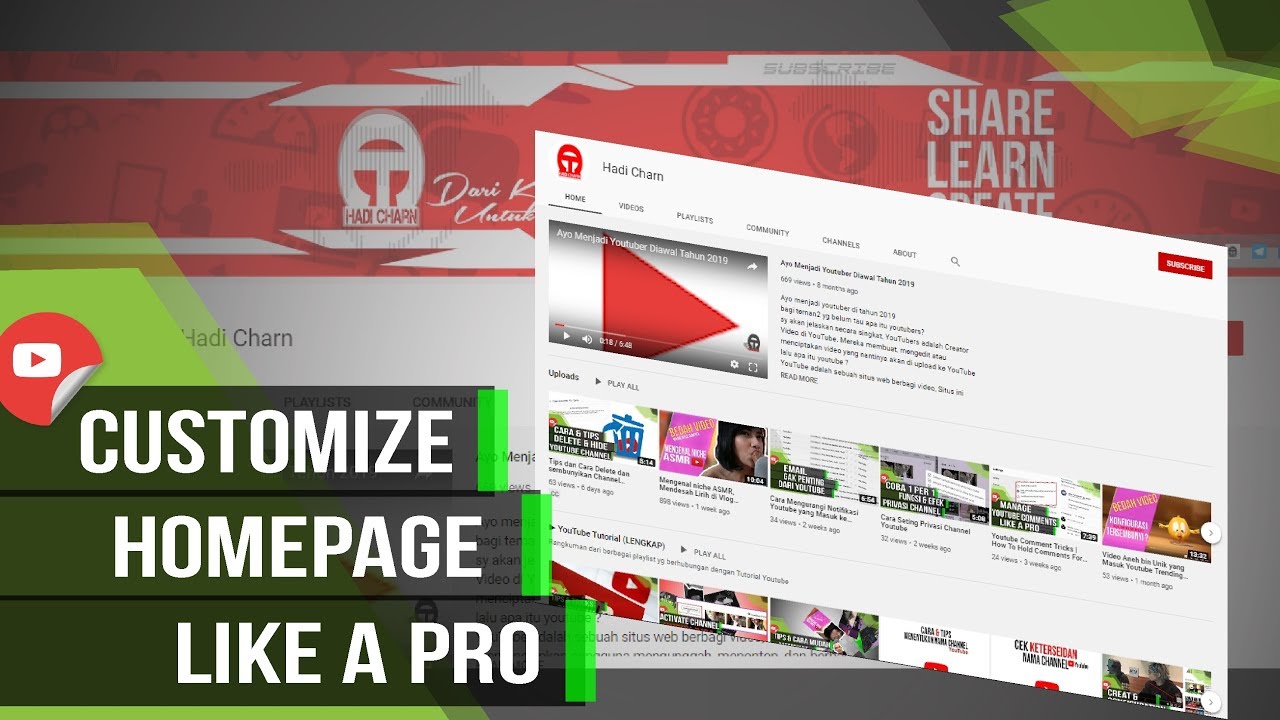 MENGATUR TAMPILAN BERANDA CHANNEL - YouTube