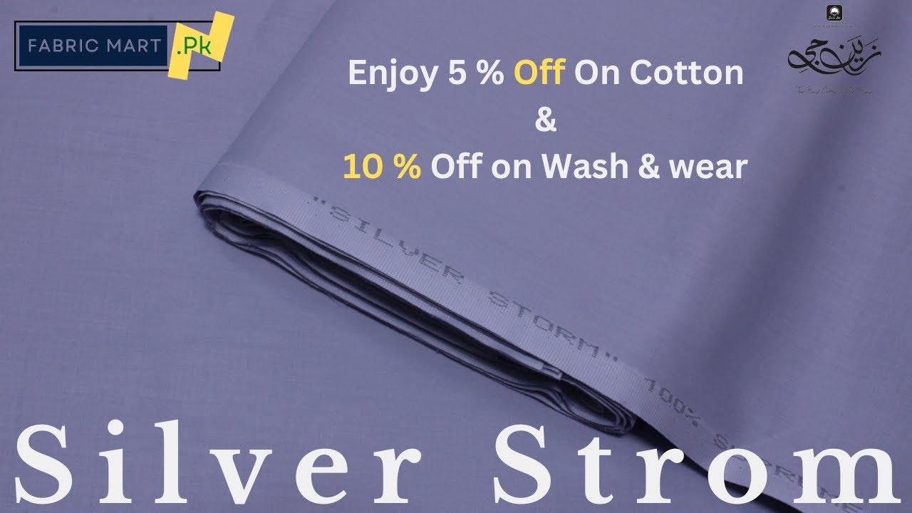 Silver Strom By Zain Jee ∣ Semi Stiff Cotton ∣ Best Quality ∣ Hard Finish ∣ Men's Unstitched ...