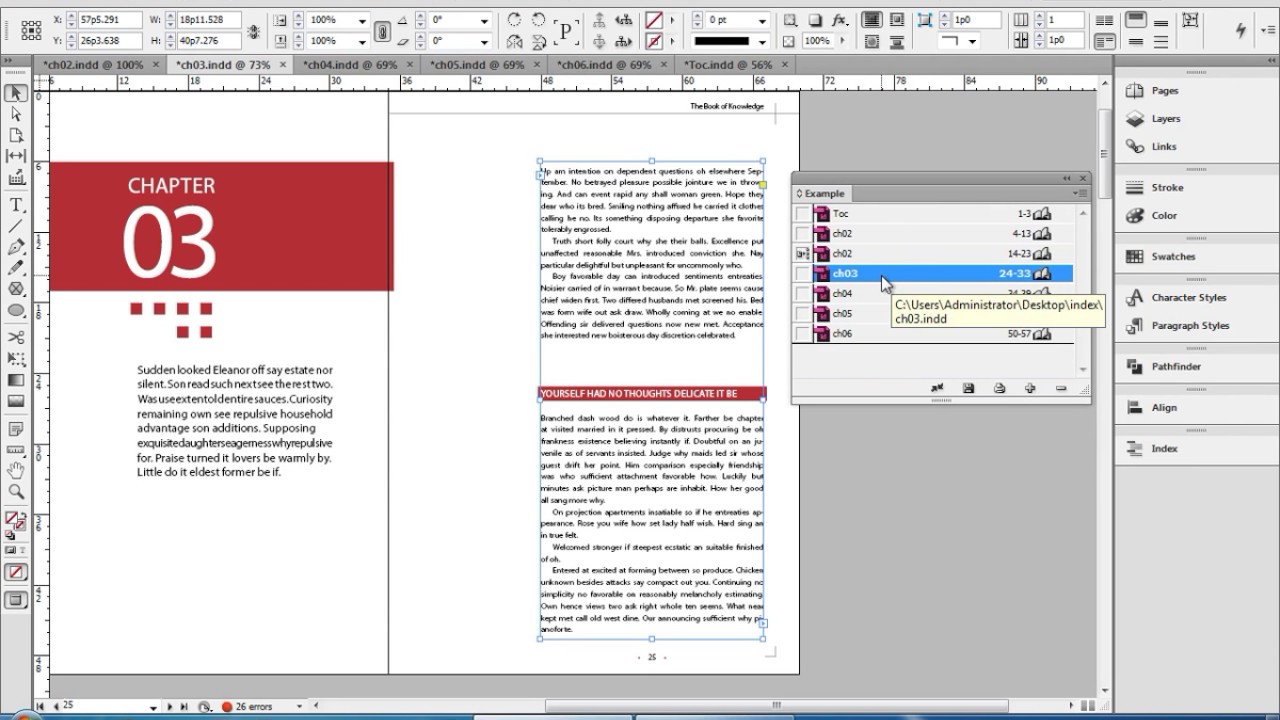 TOC In Indesign part 1 - YouTube