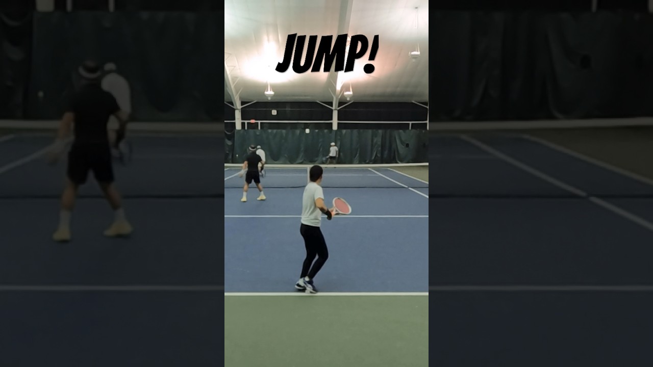 Jumping backhand volley winner. #tennis #테니스 #tennisdoubles # ...