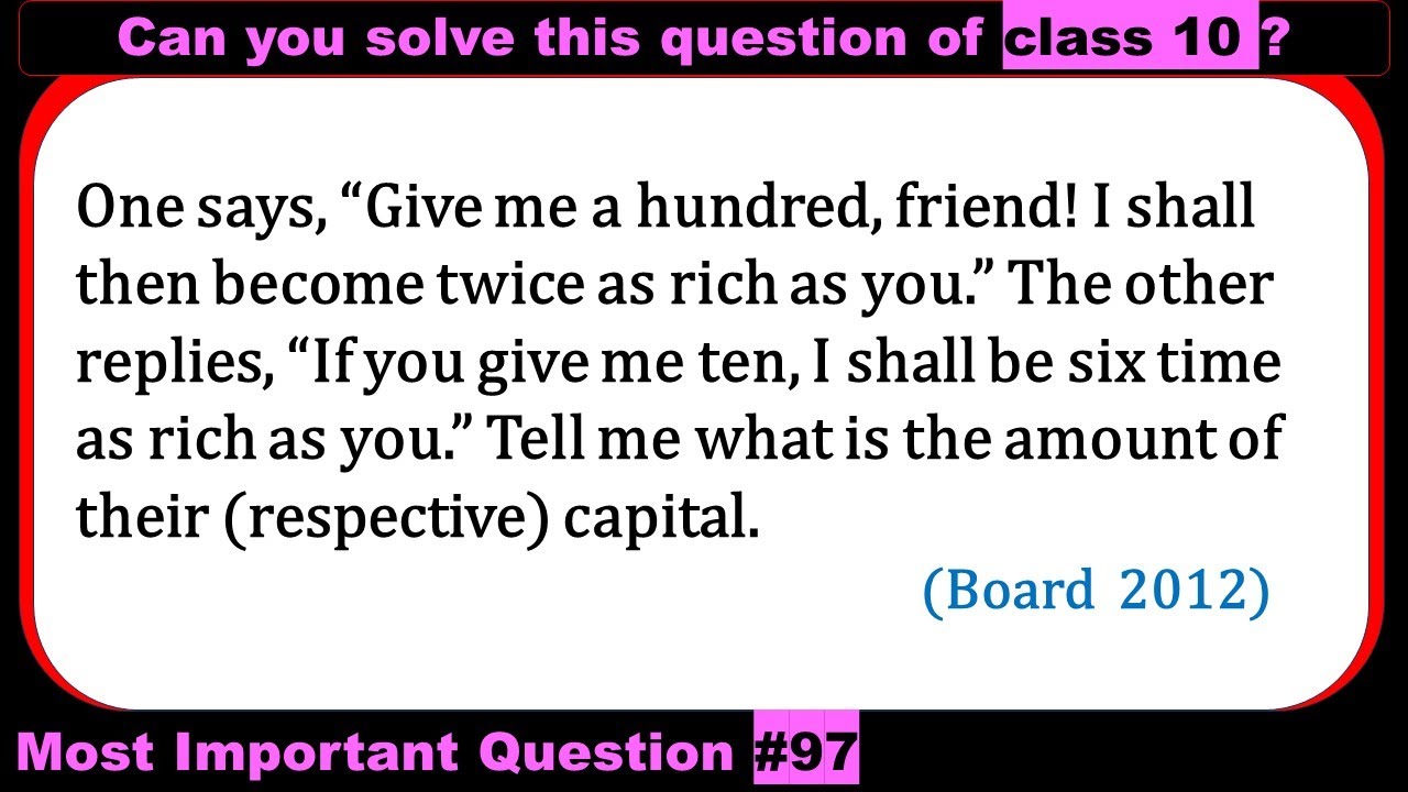 MIQ 97 Most Import Question Class 10 Pair Of Linear Equations In Two miq-97-most-import-question-class-10-pair-of-linear-equations-in-two