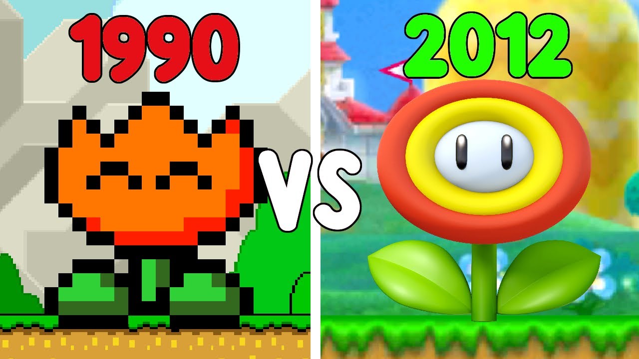 Super Mario Fire Flower Old (1989) VS New (2012) Battle - YouTube