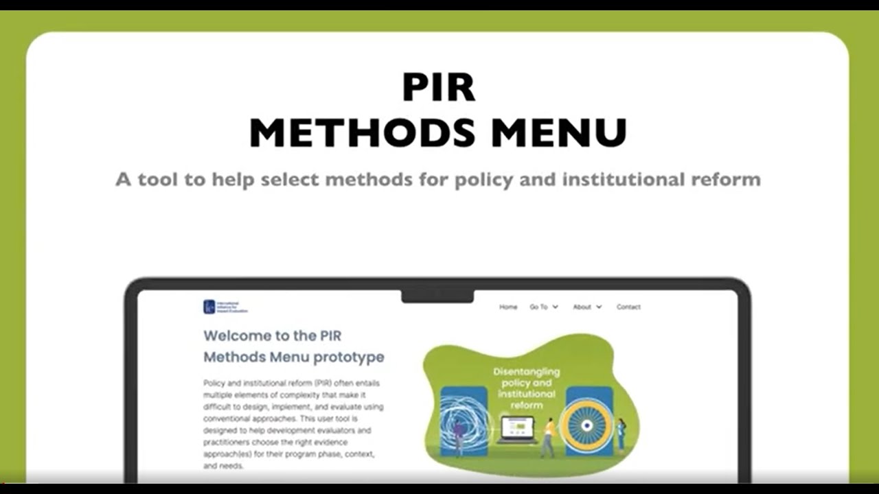 Policy and Institutional Reform (PIR) Methods Menu - YouTube