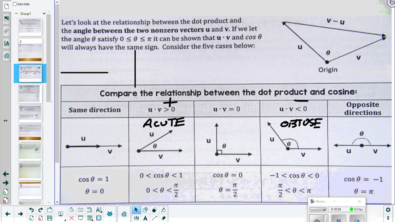 Vector dot products lesson part 1 2 25 2020 - YouTube