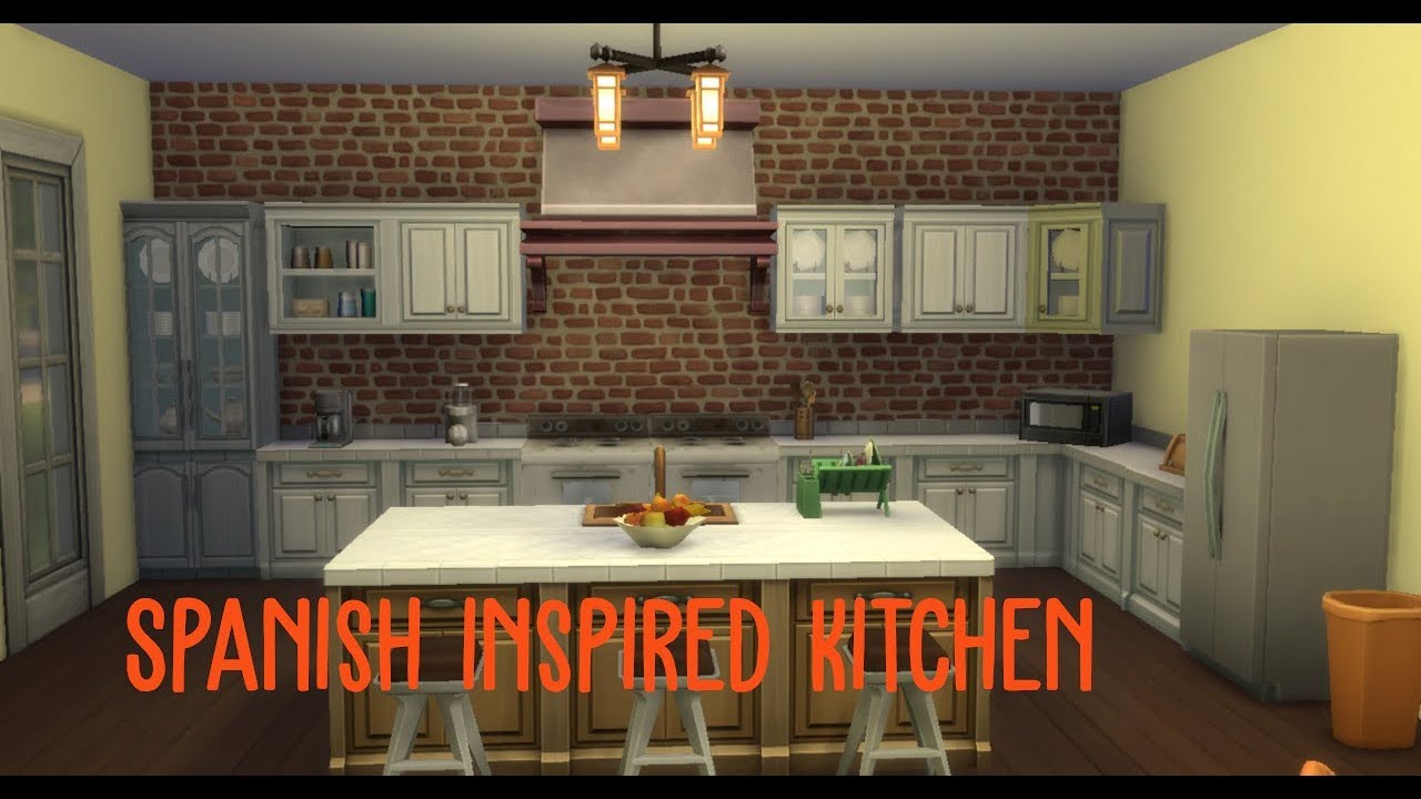 The Sims 4 room build Spanish inspired Kitchen - YouTube