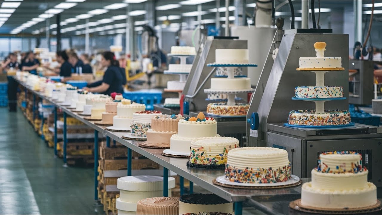 How Millions of Cakes Are Made in a Factory - Automatic Cakes Factory ...