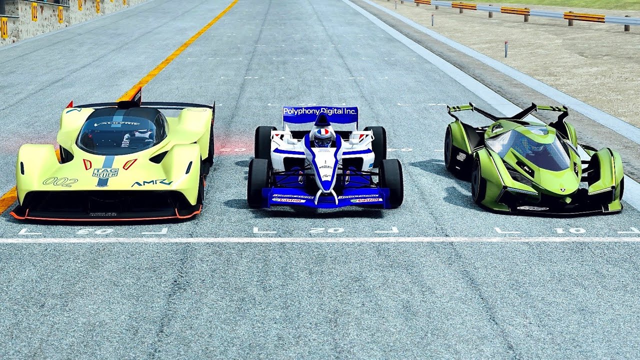 Lamborghini V12 Vision GT vs Polyphony F1 Gran Turismo vs Aston Martin ...