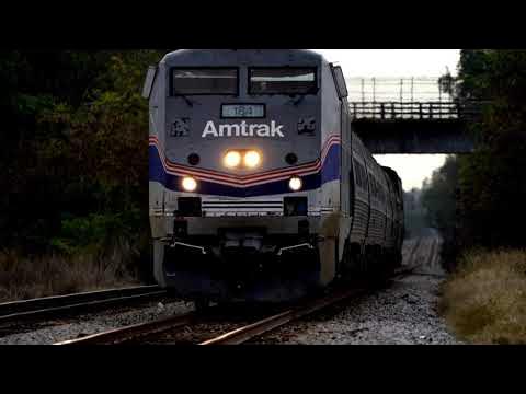 Amtrak 79 hot stop in Wilson NC - approach, loading (including baggage & wheel chair), departure ...