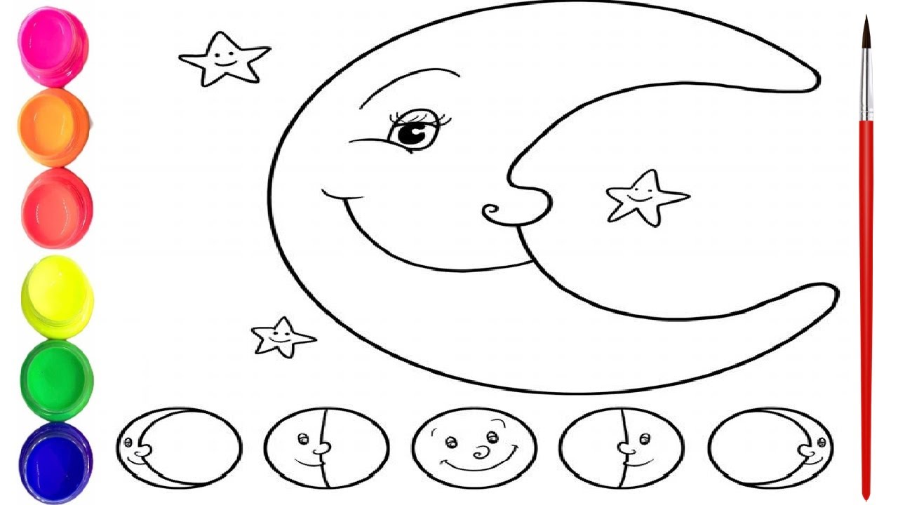 Bolalar uchun oy rasm chizish | How to draw moon | Сурет салу ай ...