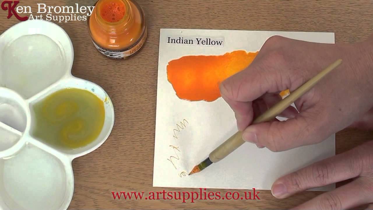 Daler Rowney FW Ink Indian Yellow 643 - YouTube