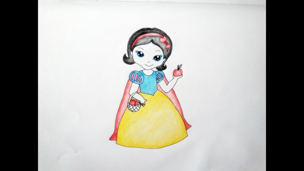 How To Draw Snow White Disney Cartoon Easy - YouTube