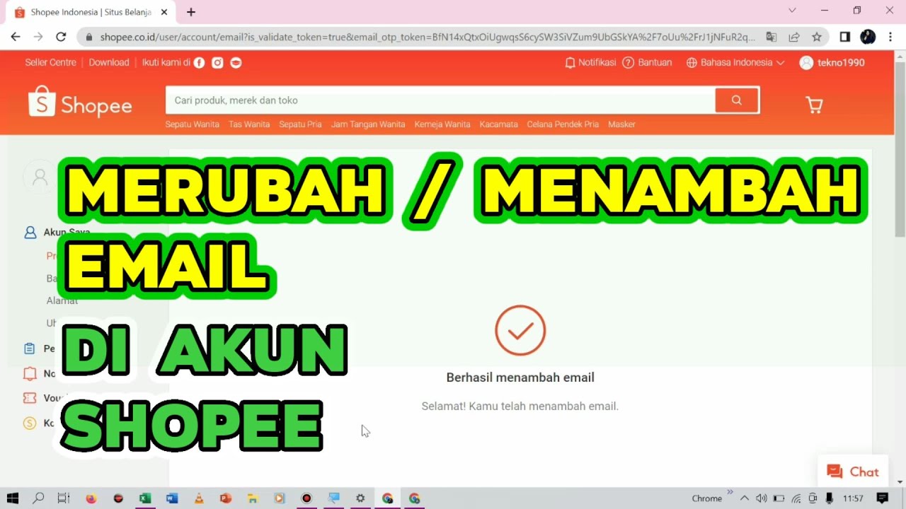 Tutorial Mengubah / Menambahkan Email di Akun Shopee Via Laptop - YouTube